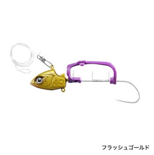 カラー：フラッシュゴールド　ヘッドサイズ：50号／L餌付けはワイヤーいらず、挟むだけ！ 時合いを逃さない！ワイヤーを巻くのが面倒・・・グチャグチャになるとほどくのが大変・・・手が汚れる・・・など経験ありませんか？ゲキハヤ船テンヤを使えば、こ...