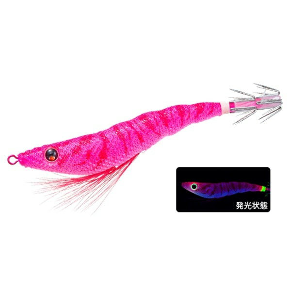 イージースリム布巻に新サイズ70mm登場！イージー!! ラクラク!! イカキャッチ!!【ブルー夜光ピンク】全身ピンクでアピール抜群。（発光ピーク波長：488nm）サイズ：95mm重量：6g ※実物と色が違って見える場合があります。あらかじめ...