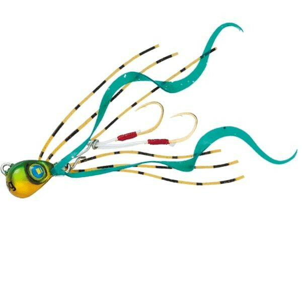 水キレの良いヘッド形状なので安定した水中姿勢とカーリー形状のネクタイの動きと波動で魚たちを誘惑します。低重心ヘッドでフォール姿勢が安定しているのでフォール中にヒットすることもあるでしょう。針は日本製「ジャパンフック」を採用しているので、一瞬...