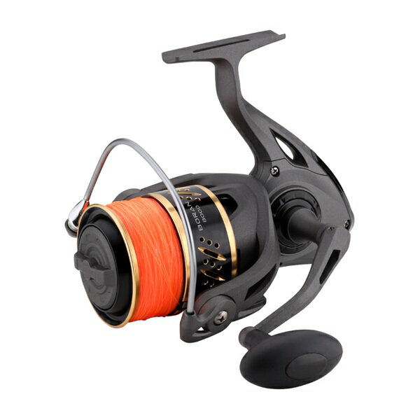 買ったら釣り場へ直行！すぐに使えるナイロン糸付きリール。マヅメ時でも視認性の良いオレンジ色のナイロン糸。●アルミマシンカットスプール。●ラバーハンドルノブ（3000番以上にはT字型を採用）●ON/OFF切替レバー付きワンウェイクラッチ。●折...