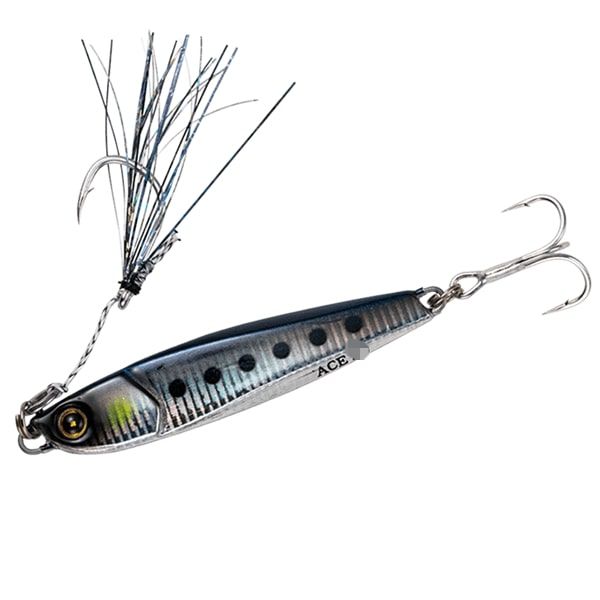 遠投性能とアピール力を兼ね添えたジグです。ショアジギングにおいて飛距離は最も大きなアドバンテージのひとつといえます。エースは圧倒的な飛距離を誇り、だれでもかんたんに遠投することが可能です。また、ワンピッチジャークやジャカジャカ巻き、ただ巻き...