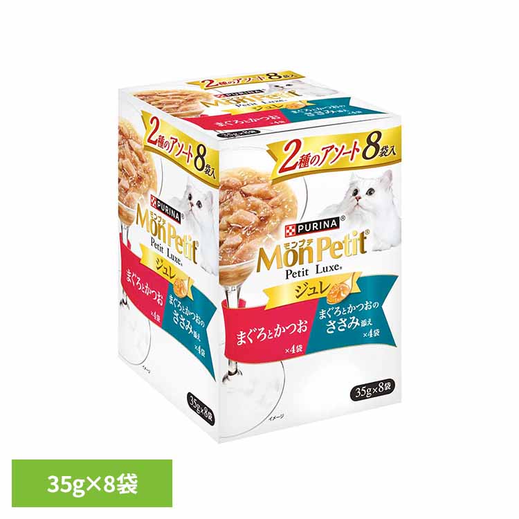 2種類の人気フレーバーを詰め合わせたアソートパック。※リニューアルに伴い、パッケージ・内容等予告なく変更する場合がございます。予めご了承ください。●商品サイズ（cm）幅約8.1×奥行約8.1×高さ約11.7●原材料＜ジュレまぐろとかつお＞魚...