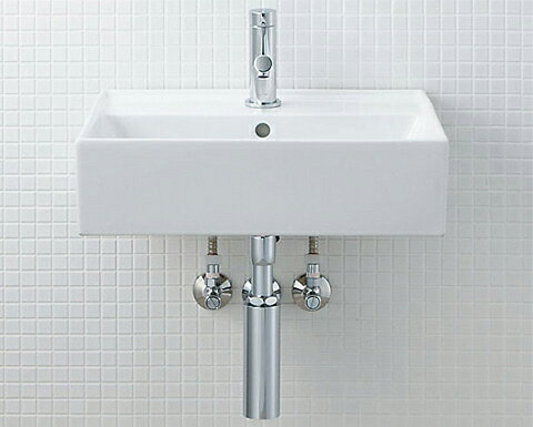 YL-A555SYEQ(C) リクシル LIXIL・INAX イナックス サティス洗面器 YL-A555タイプ 壁付式 シングルレバー混合水栓（エコハンドル） 床排水（ボトルトラップ） 床給水※商品画像はイメージ画像です。品番をご確認の上ご...