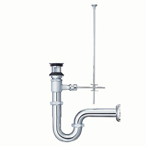 【M7HP】 ミヤコ ポップアップ付Pトラップ 洗面・手洗器配管部材φ32の洗面器(混合栓)用排水Pトラップです。混合栓用の引棒径はφ6mmです。引棒ガイドは付属していません。引棒はツマミを引いて(上げる)排水栓が閉まり、押す(下げる)と栓...