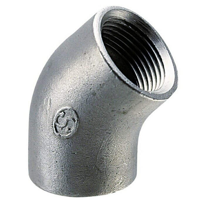 オンダ製作所 ONDA 【SFL3-32】 SUS 45°エルボ Rc1 1/4【商品情報】・テーパめねじ（Rcねじ）。・45°配管に使用。 【商品詳細】●材質・ステンレス（SCS13）●仕様・使用流体：冷温水・油・エアー・蒸気・ガス（可燃...