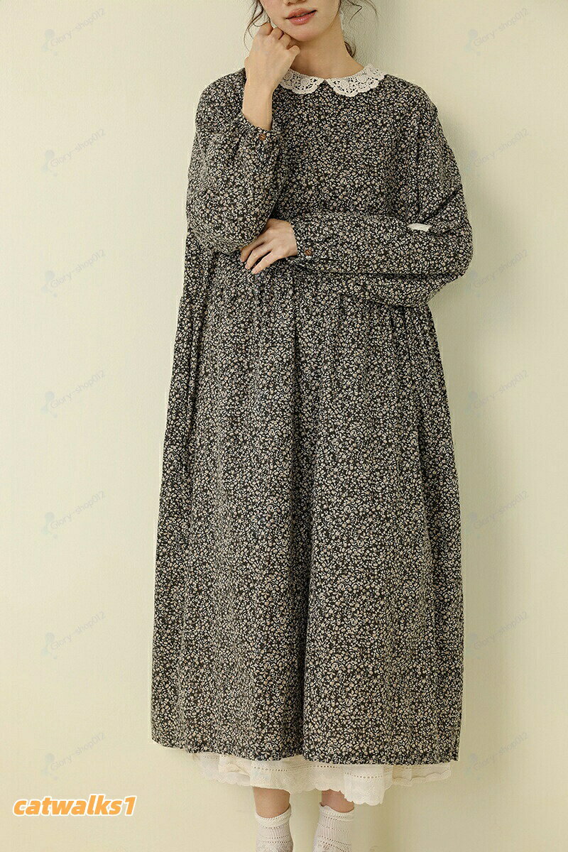 レースワンピース ドット水玉フリルネッ ワンピース 続々登場 ブラック コーヒー グレー