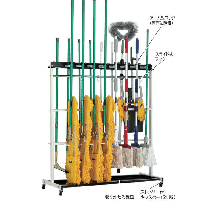 モップハンガーヘッドホールドFW16 従来品では置ききれない大型モップも！ 場所を有効活用しながらスッキリ収納できます！ 工場などの5S対策に活躍する大型モップハンガー。 独自のモップガイドで限られたスペースでもスッキリ収納できます。 ・モ...