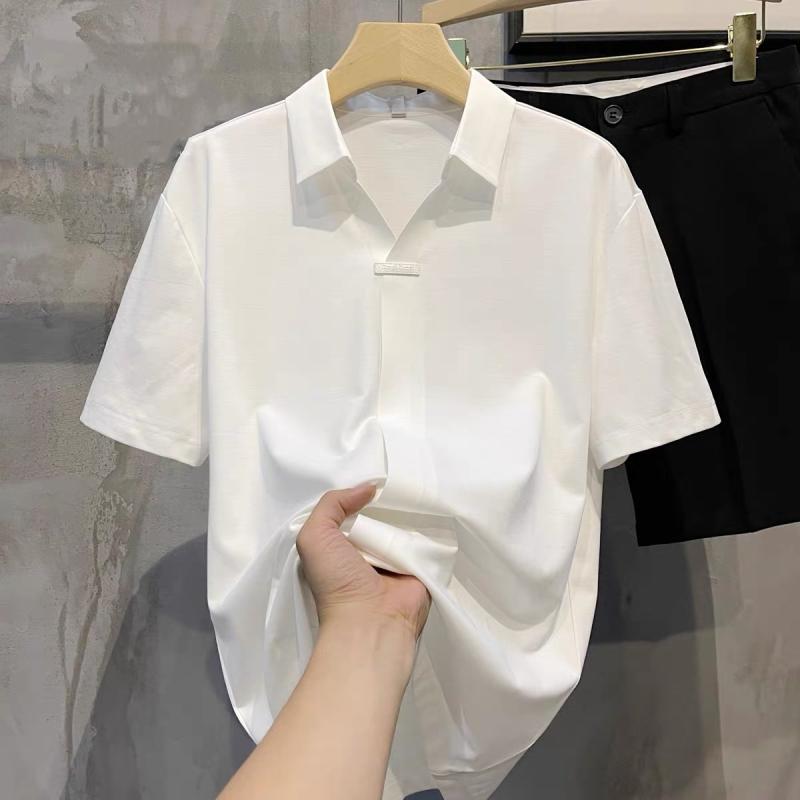 ・カテゴリ: シャツ・スタイル: 和風カジュアル・主な素材: ポリエステル95%・機能: ノーアイロン・生地番手: 60番手・デザイン: 開襟シャツ・シルエット: ルーズフィット・ネックライン: 襟付き・袖丈: 5分袖・柄: 無地・厚み: ...