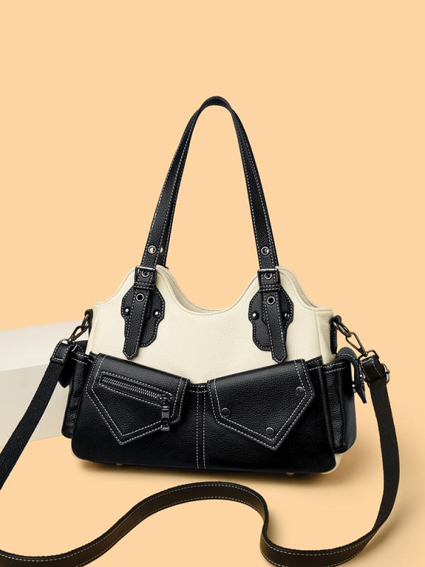 ・カラー: ブラック、ワインレッド、ブルー、カーキ、グリーン、ホワイト・スタイル: 欧米レトロ・主な素材: スプリットレザー・バッグスタイル: ショルダーバッグ・バッグサイズ: 中・デザイン要素: ステッチ、バイカラー、パッチワーク・裏地素...