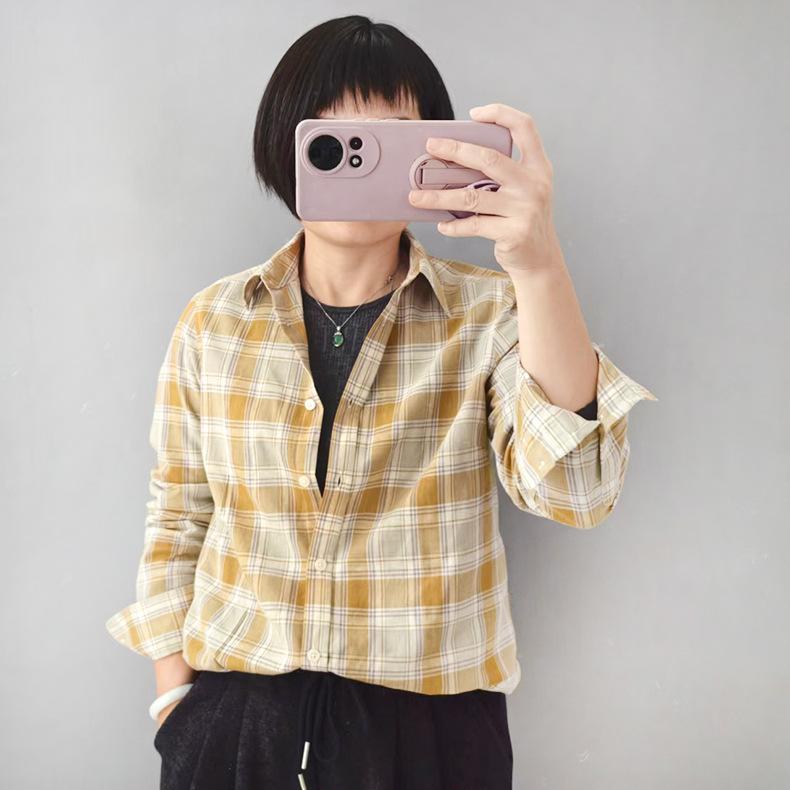 ・カテゴリ: シャツ・スタイル: 日韓カジュアル・主な素材: 綿95%以上・柄: ストライプ、チェック・袖丈: 長袖・加工: プリント・シルエット: ルーズフィット・着丈: 普通丈・ネックライン: 襟付き・袖タイプ: レギュラー袖・カラー展...