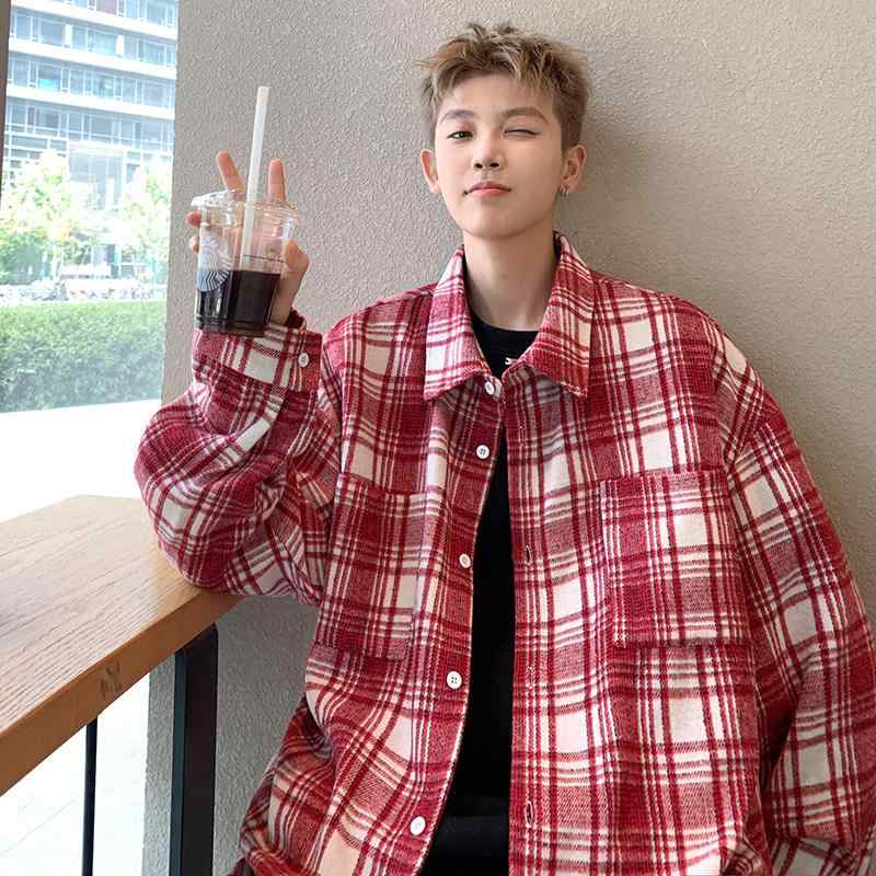 ・スタイル: 日系レトロ・デザイン: カーディガン・フィット: ルーズフィット・襟元: 襟付き・袖丈: 半袖・柄: 無地・厚さ: 普通・対象: 若者・主な素材: ポリエステル・着用シーン: カジュアル・カラー: ブラックチェック、レッドチェ...