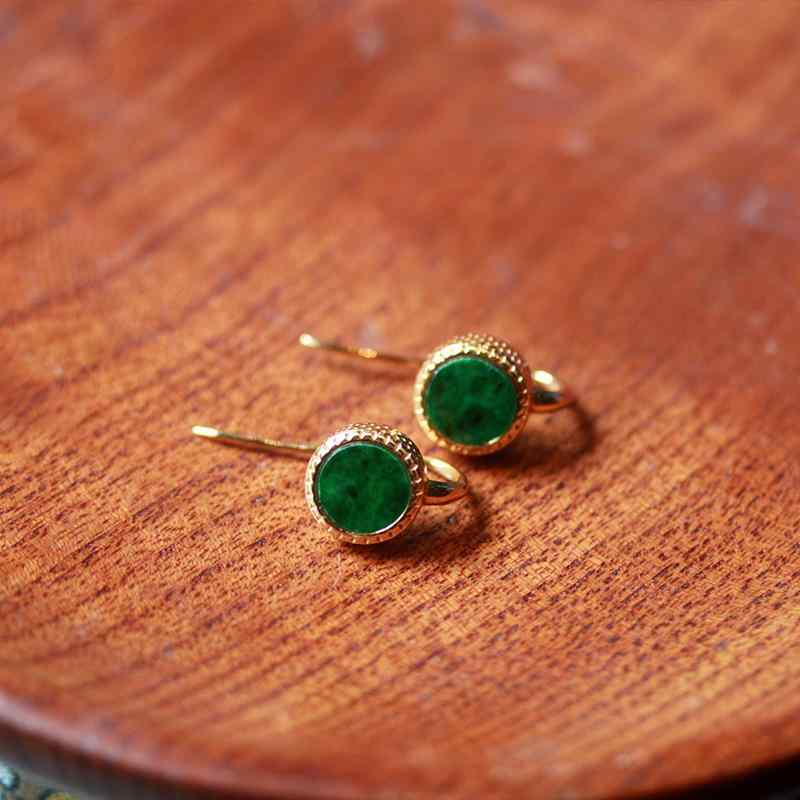 ・形状: 幾何型・スタイル: 民族風・加工: 銀嵌め・カラー: 翡翠・タイプ: 花青・商品形態: 耳環・適用: 女式