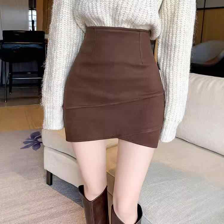 ・柄: 無地・加工: 純色、不対称・素材名: ポリエステル・主素材成分: ポリエステル・スカート型: 不規則スカート・スカート丈: 短スカート・流行要素: 不対称・カラー: ブラック【パンツ付き】,ブラウン【パンツ付き】,ホワイト【パンツ付...