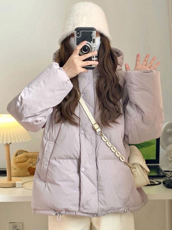 ・詰め物: ホワイトダックダウン・ダウン含有率: 51%～55%・厚み: 中厚・素材: ポリエステル・形状: ルーズ・襟型: その他・着丈: 50cm超65cm以下・袖丈: 長袖・袖型: 普通袖・前立て: 無扣・色: 紫,ミルクイエロー・サ...