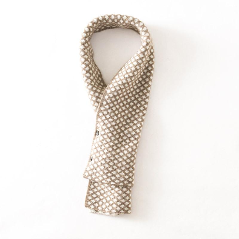 ・織り方: 平織り・デザイン要素: チェック、テクスチャー・機能: 速乾、保暖・スタイル: 小方巾・色: ゴールドキャメル、キャメル、グレー・サイズ: 100×24cm・素材: カシミヤ・主素材成分: カシミヤ 31-50%・スタイル分類:...