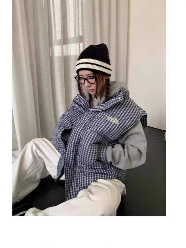 ・タイプ: カーディガン・着丈: 普通（50-65cm）・襟型: 半高領・デザイン要素: 配色・生地: コットンパッドチェック・主素材: コットン・コットン含有率: 30-50%・色: ブルー・サイズ: M,L,XL,XXL,XXXL・スタ...