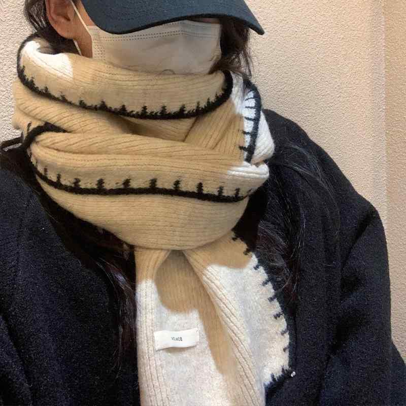 ・編み方: 経編・機能: 保暖・スタイル: スカーフ・色: ベージュ・素材: ポリエステル