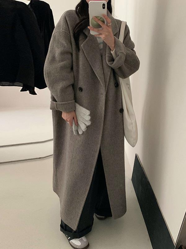 ・素材: ウール・ウール含有率: 70-80%・厚み: 厚手・シルエット: ルーズ・着丈: ロング(100cm超)・襟型: テーラード・袖丈: 長袖・袖型: ストレート・カラー: グレー,ブラック,ピンク,プラム,ベージュ・サイズ: S(4...