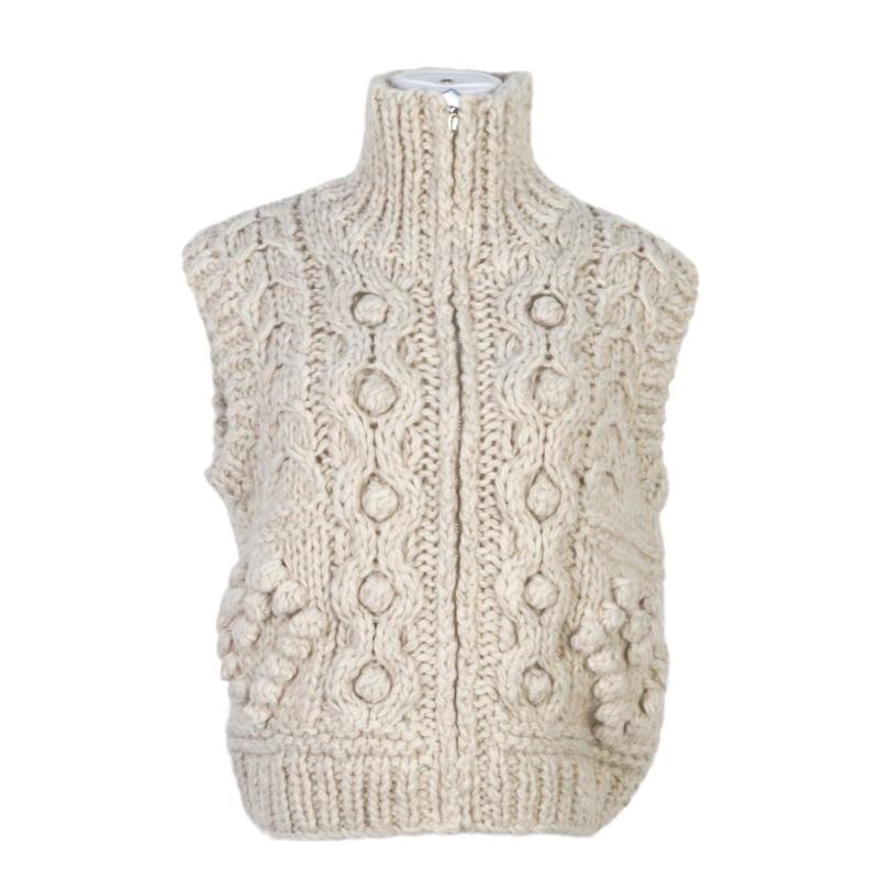 ・スタイル: カーディガン・着丈: 普通款・襟型: ハイネック・装飾: クロシェ・素材: ウール・カラー: グレー・サイズ: S,M,L・前立て: ジッパー・対象年齢: 成人・対象性別: 女性・シルエット: ルーズ・タイプ: ベスト