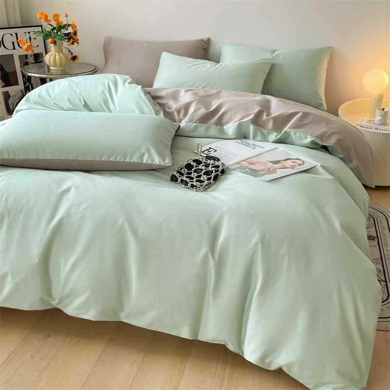 ・素材: コットン100%・染色: 活性染色・織り: ツイル・柄: 無地・スタイル: ベッドシーツ式・カラーセット: グリーン+ダークグリーン,ブルー+グレー,グレー+ベージュ,ネイビー+グレー,ブルーグレー+ライトブルー,ライトグレー+ベ...