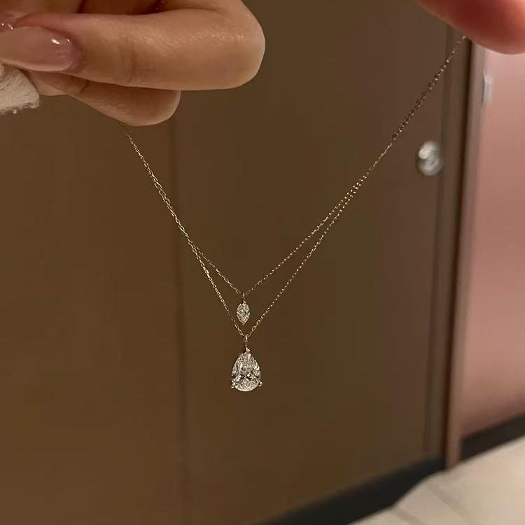 ・素材: シルバー・加工: ダイヤモンドインレイ・チェーンスタイル: 鎖骨チェーン・ペンダント素材: 925シルバー・長さ: 41cm-50cm・色: ライトゴールド・純度: 925シルバー・スタイル: ナチュラル・重量: 2g・スタイル分...