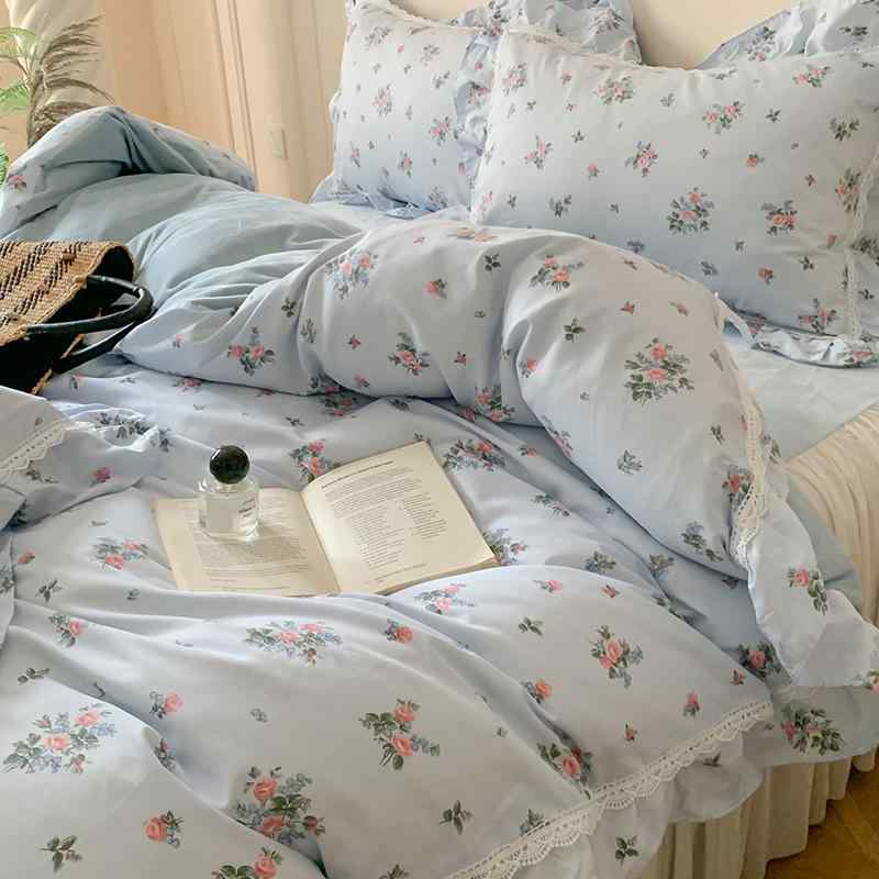 ・生地密度: 133x72・生地糸数: 40S・染色加工: 活性染色・織り方: ツイル・重量: 500g以下・パターン: 植物花柄・スタイル: ベッドシーツ型・柄: コットンフラワーファンタジー-ブルー,コットンドリームビギニング,コットン...