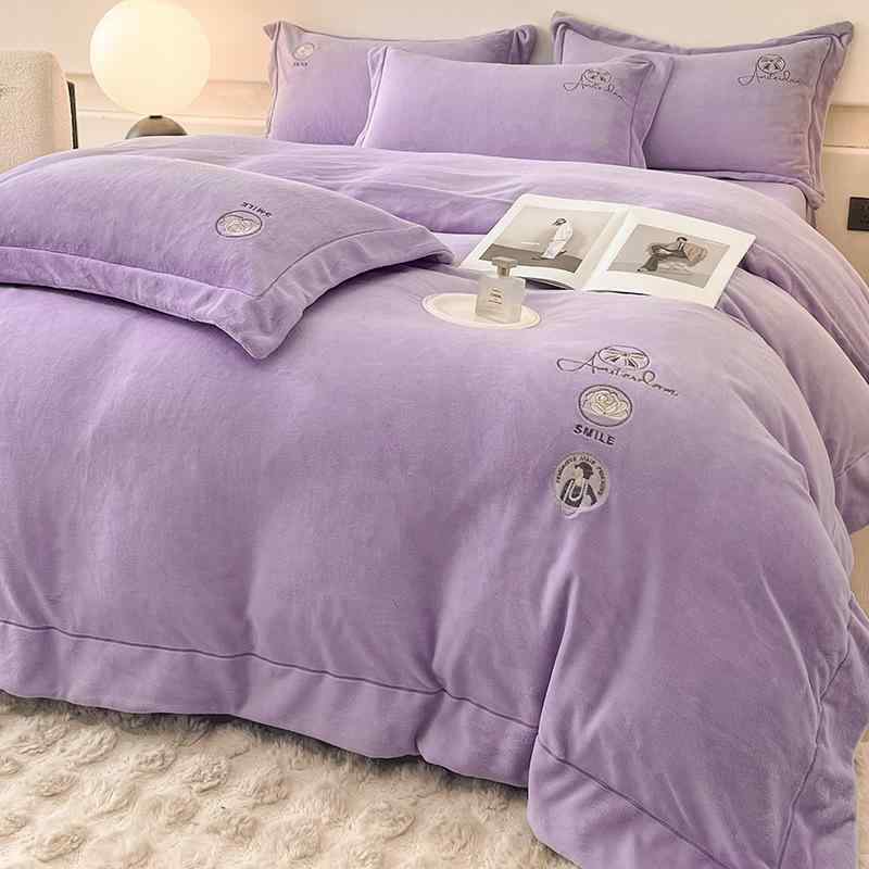 ・染色加工: 活性印染・織り方: 斜紋・柄: 無地・スタイル: ベッドシーツ式・カラー: 桃玉,奶油白,モネ紫,以太兰,香槟・サイズ: 1.5mベッドシーツ4点セット-200x230cm用,1.8mベッドシーツ4点セット-200x230cm...