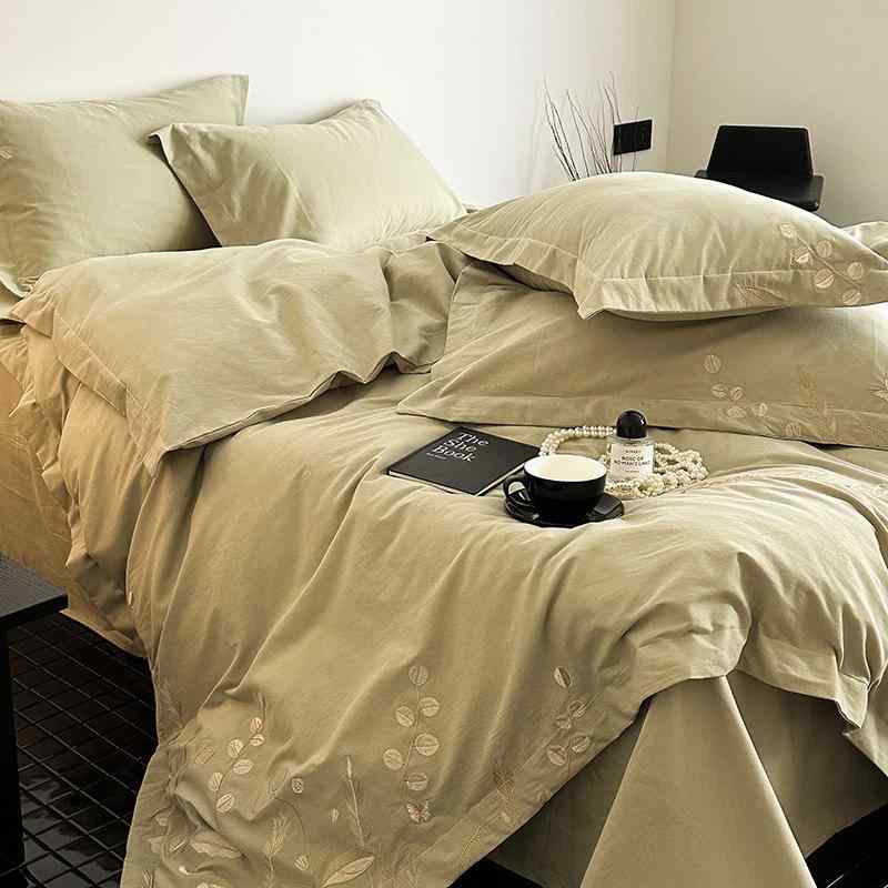 ・素材: コットン100%・重量: 500g以下・柄: 無地・スタイル: ベッドシーツタイプ・色: グリーン,グレー,ベージュ,ブラウン・サイズ: 1.5m床単四件セット(200x230cm対応),1.8m床単四件セット(200x230cm...