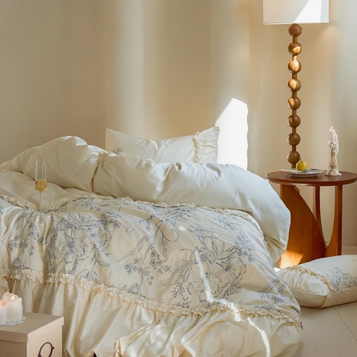 ・生地糸数: 60支・染色加工: 活性染め・織り加工: 花辺・重量: 2000g～2500g・柄: 植物花・スタイル: ベッドカバー型・素材: ライセル繊維・デザイン: ロリータ,ミントガール-ピンク,ミントガール-グリーン,細雨潤青-オレ...