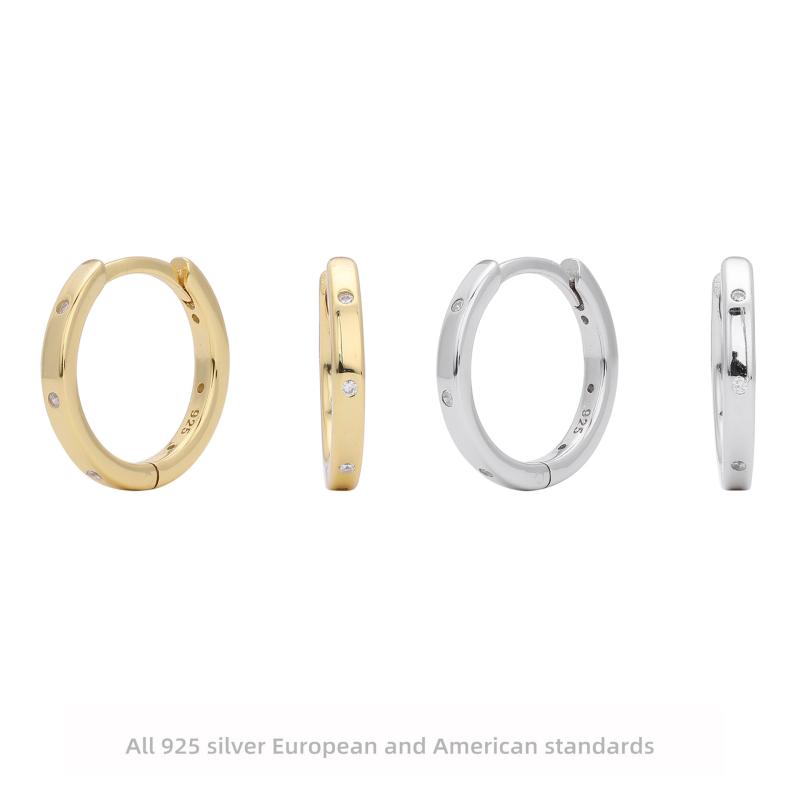 ・素材: シルバー・形状: 幾何型・加工: ジルコン石留め・カラー: ホワイトゴールドメッキ, ゴールドメッキ・純度: 925シルバー・流行要素: ラインストーン・重量: 1.40g・イヤーピース素材: 925シルバー・スタイル: ベーシッ...