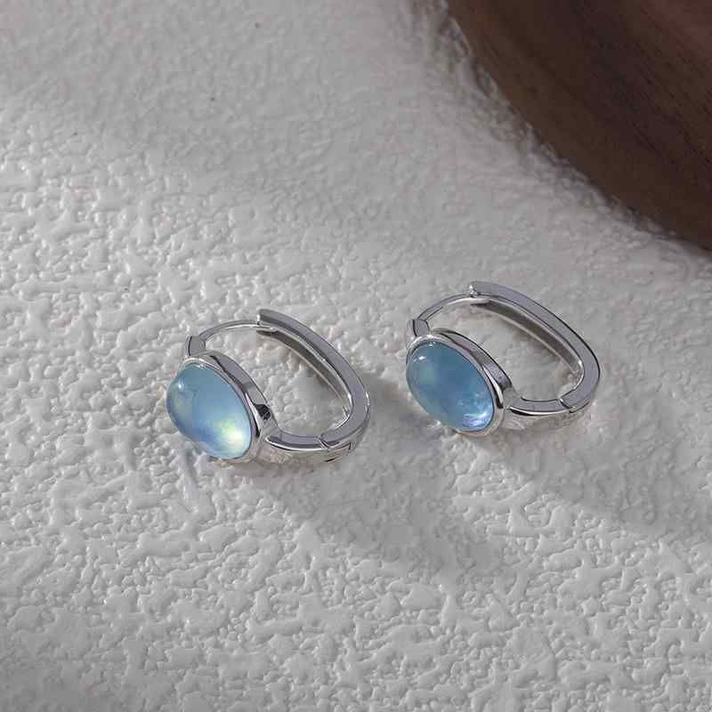 ・素材: 925シルバー・形状: U字型, 幾何型・加工: メッキ・色: アクアマリン・流行要素: 楕円・スタイル: 仙女風・イヤーピース素材: 925シルバー・スタイル分類: 清新スイート・対象: 女性用・流行要素分類: 幾何