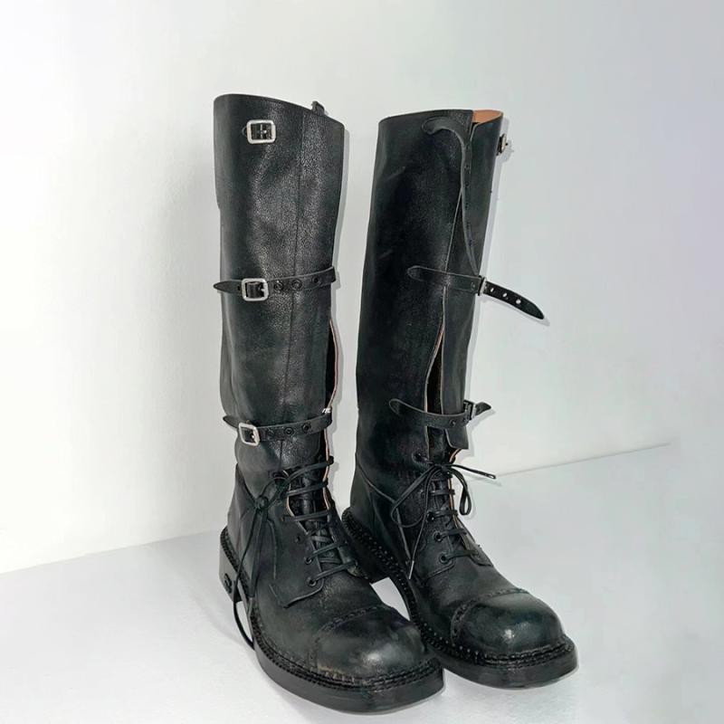 ・適用年齢: 成人・シューズアッパー素材: 本革・ソール素材: ゴム・適用性別: 女性・革質: 牛革・スタイル: レトロ・トゥ形状: ラウンドトゥ・ヒール形状: チャンキーヒール・ヒール高: ミドルヒール（3-5cm）・ブーツスタイル: バ...