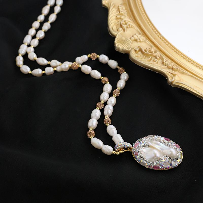 ・素材: 淡水パール・加工: メッキ・チェーンスタイル: パールチェーン・ペンダント素材: 混合宝石・周長: 30cm以下・色: 多色・対象: 女性