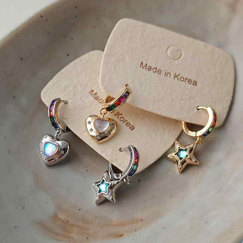 ・素材: 銅・加工: メッキ・形状: ハート形, 星形・色: ゴールド, シルバー・スタイル: ライトラグジュアリー風・適用: 女性用