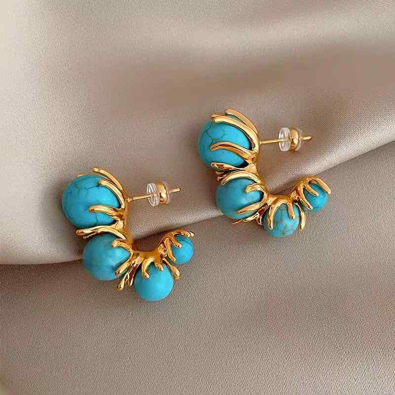 ・素材: ターコイズ・加工: 電鍍・形状: 幾何型・色: ターコイズ・流行要素: 環形・スタイル: 古風・スタイル分類: 文艺復古・適用人群: 女性・流行要素分類: 幾何