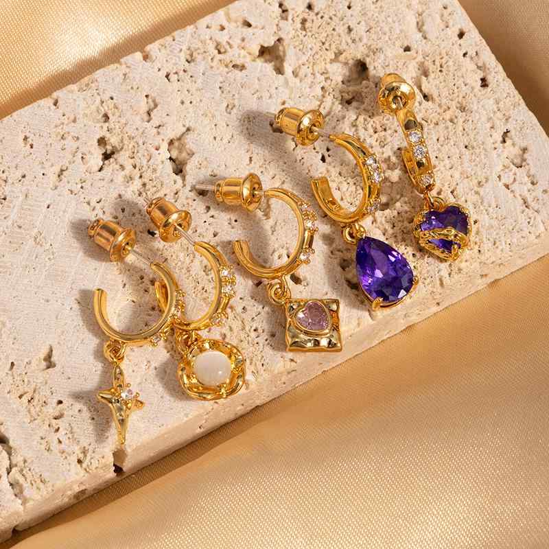 ・素材: 銅/ジルコン/ムーンストーン・形状: ハート形・加工: メッキ・流行要素: ハート・スタイル: 高級感・スタイル分類: ファッショントゥーコム・商品カテゴリ: 耳飾・対象: 女性・流行要素分類: 形状/パターン