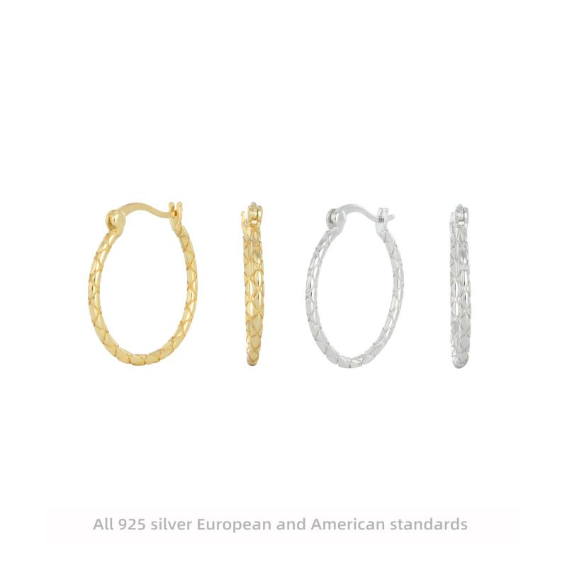 ・素材: シルバー・形状: 幾何型・カラー: 925シルバーホワイトゴールドメッキ, 925シルバーゴールドメッキ・純度: 925シルバー・デザイン: チェック柄