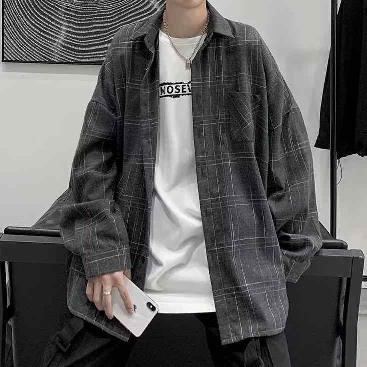 ・素材: ポリエステル51-70%・糸番手: 80s・スタイル: 清新・タイプ: 開衫・シルエット: ゆったり型・襟型: ラペル・袖丈: 長袖・柄: チェック・厚み: 普通・ディテール: ポケット装飾・シーン: カジュアル・色: ブラック,...