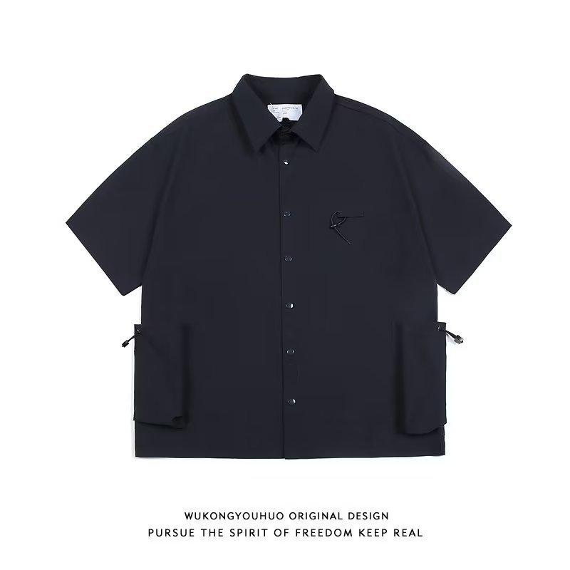 ・スタイル: ワーク・款式: 開衫・シルエット: ルーズ・襟型: ラペル・袖丈: 5分袖/中袖・柄: 無地・厚み: 薄手・主素材: ポリエステル・ポリエステル含有率: 60-70%・用途: カジュアル・カラー: カーキ,ネイビー,グレー・サ...