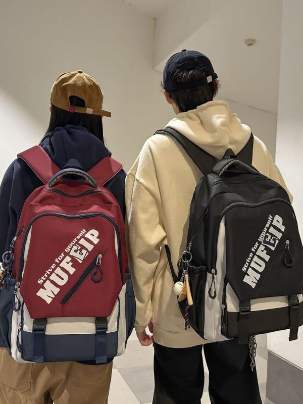 ・色: ブラック,ホワイト,レッド・性別: ユニセックス・適用シーン: 学校教育・素材: ナイロン・スタイル: 青春キャンパス・容量: 20L以下・機能: 防水・PC収納サイズ: 20.32cm・パターン: アルファベット・裏地素材: ポリ...