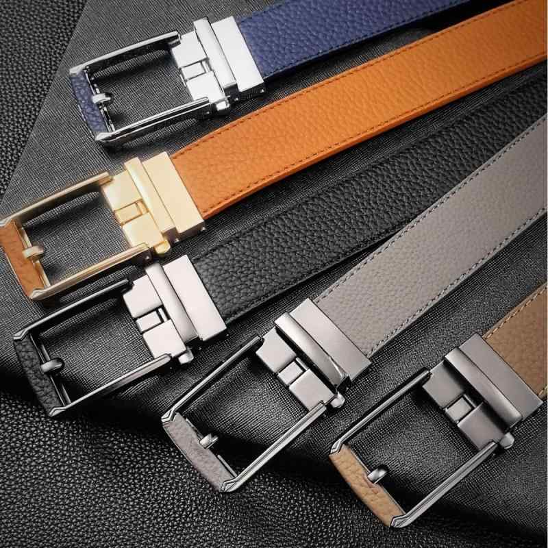 ・素材: 本革・皮質: 牛革・バックル素材: 合金・留め方: ピン留め・色: ブラック,グレー,ブラウン,カーキ,ブルー・幅: 2-4cm・長さ: 110cm,115cm,120cm,125cm・スタイル: ビジネス,個性・加工: メッキ