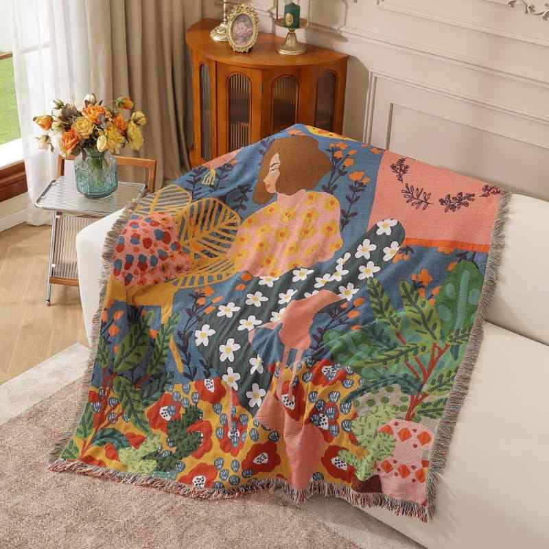 ・素材: ポリコットン・柄: 植物花柄・適用ソファタイプ: シングルソファ・サイズ: 130×160cm