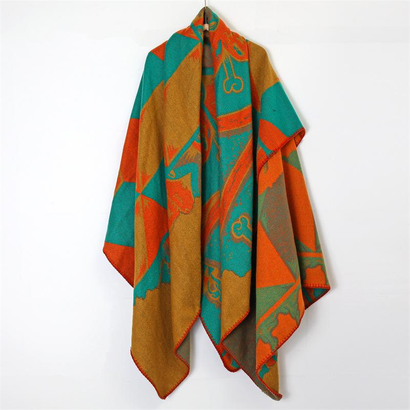 ・対象性別: ユニセックス・素材: フェイクカシミア・スタイル: 欧米ストリート・柄: カラーチェック・機能: 保温・装飾: フリンジ