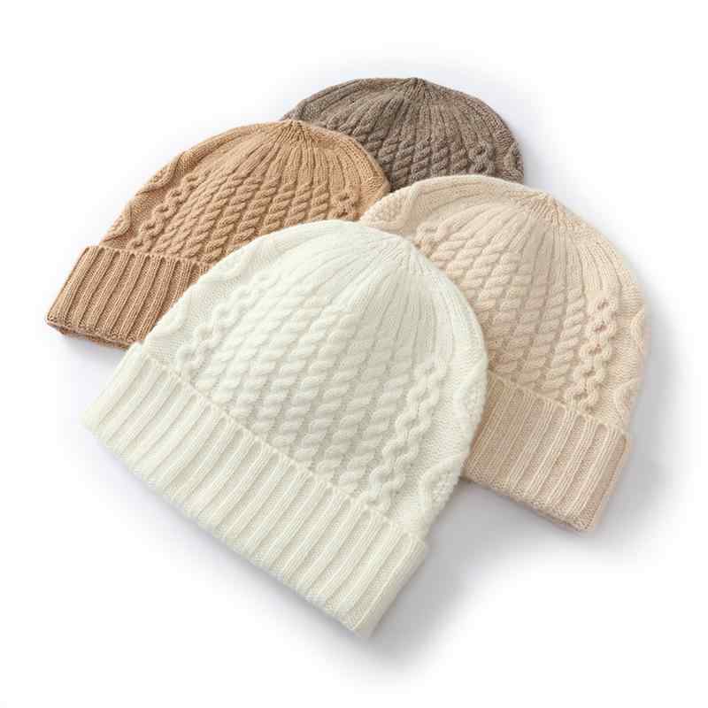 ・素材: ウール100%・色: ホワイト,オフホワイト,カーキ,キャメル・サイズ: フリー(50-62cm)・機能: 保温・帽頂形状: ラウンドトップ・帽檐: 無・スタイル: レトロ・加工: ケーブルニット