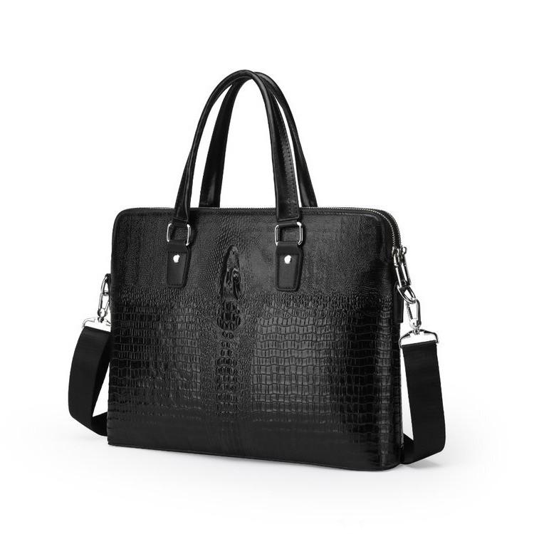 ・スタイル: ビジネス通勤・素材: 本革・皮質特徴: ヘッドレイヤー・カウレザー・柄: 無地・デザイン要素: ワニ紋・裏地素材: ポリエステル・PC収納サイズ: 35.56cm・機能: 通気性・適用性別: 男性・適用シーン: ビジネス出張