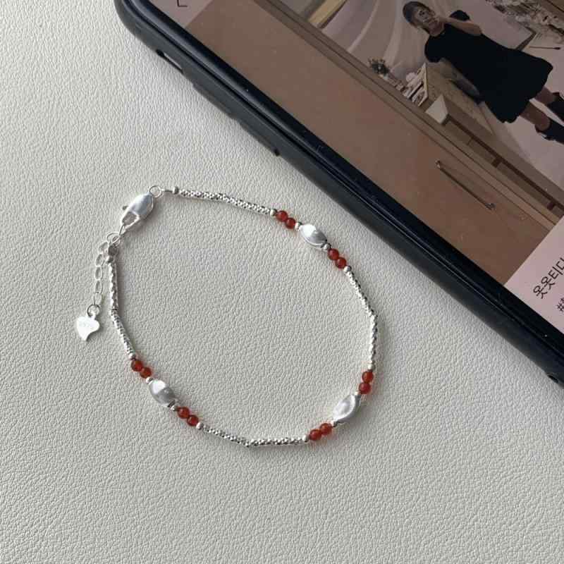 ・素材: シルバー・純度: 925シルバー・加工: 手編み・スタイル: 女性用・形状: ジオメトリック・カラー: 深紅瑪瑙,猫眼橄欖珠,菱形車花管,電銀・流行要素: ポルカドット,リング,ライン・スタイル分類: 韓国風・スタイル分類: 清新...