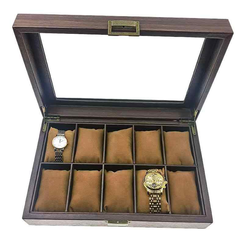 ・素材: 合成皮革・色: 木目色・サイズ: 32.9×21.6×8.3cm・収納数: 10本