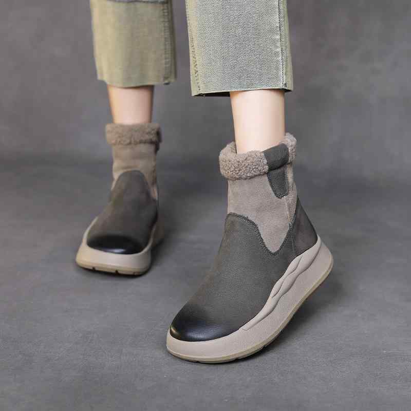 ・アッパー素材: 上質牛革・ソール素材: ラバー・ライニング素材: ラムウール・インソール素材: ラムウール・スタイル: カジュアル・タイプ: プラットフォームシューズ・カテゴリ: スノーブーツ・カラー: グレー,カーキ・サイズ: 35,3...