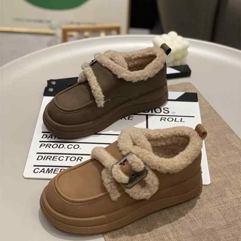 ・かかと高さ: 低かかと (1-3cm)・柄: 無地・トゥ形状: ラウンドトゥ・トレンド要素: 防水プラットフォーム・対象性別: 女性・アッパー素材: 合成皮革・スタイル: 韓国版・アウトソール素材: ゴム・ライニング素材: コットン・ヒー...