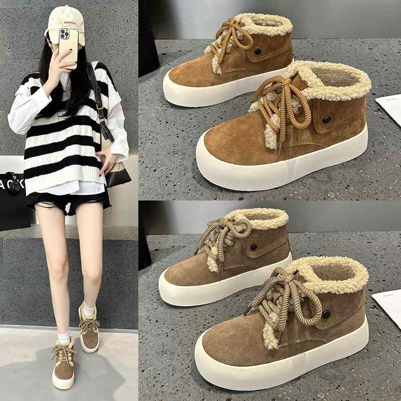 ・靴面素材: カウレザースエード・靴底素材: ラバー・シューズハイト: ミッド・トゥ形状: ラウンドトゥ・ライニング素材: ラムウール・クロージャー: フロントレースアップ・カラー: キャメル,カーキ・サイズ: 35,36,37,38,39...